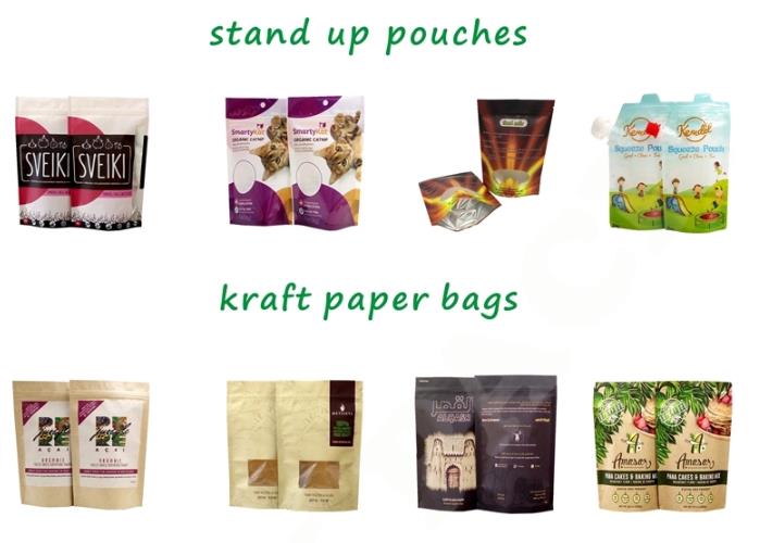 What material we can custom for food packaging, such as paper, plastic