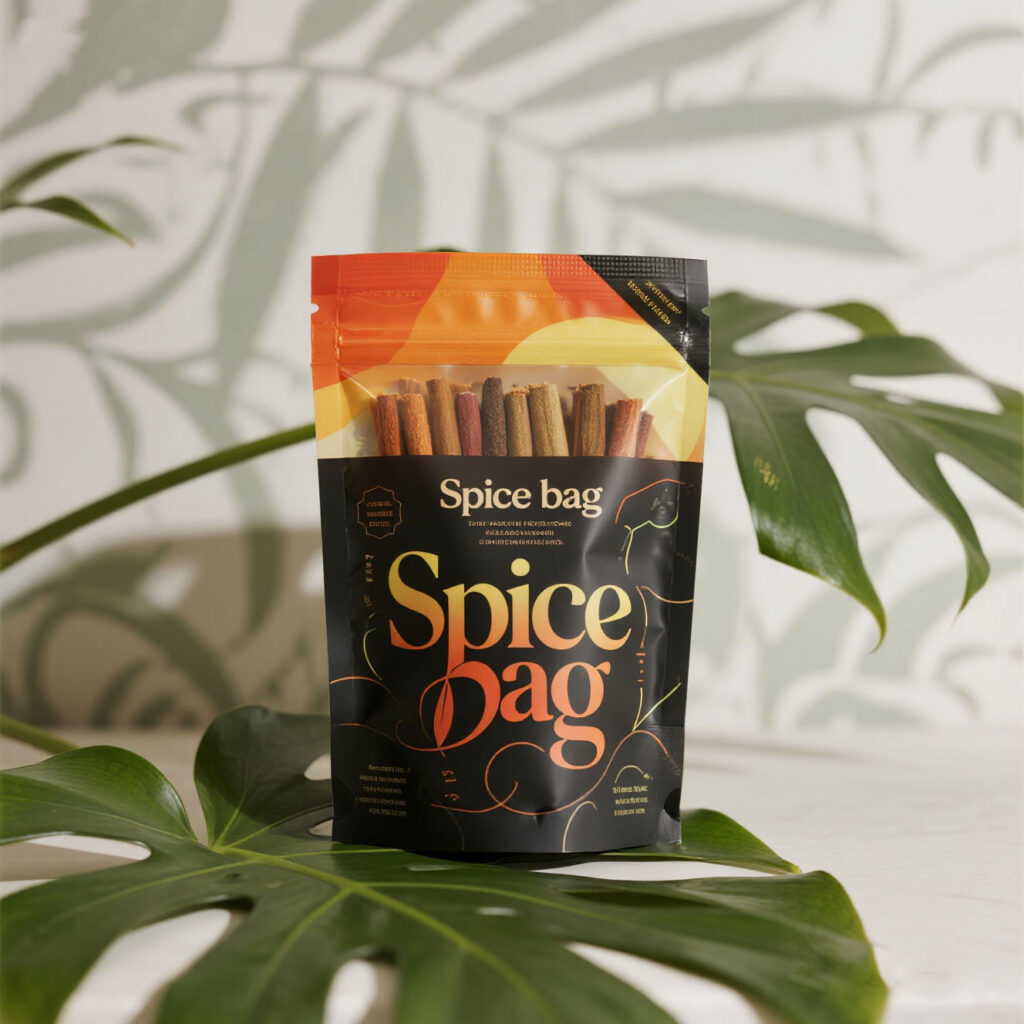 Low MOQ Custom Printed Stand Up Plastic Spice Bag with Window