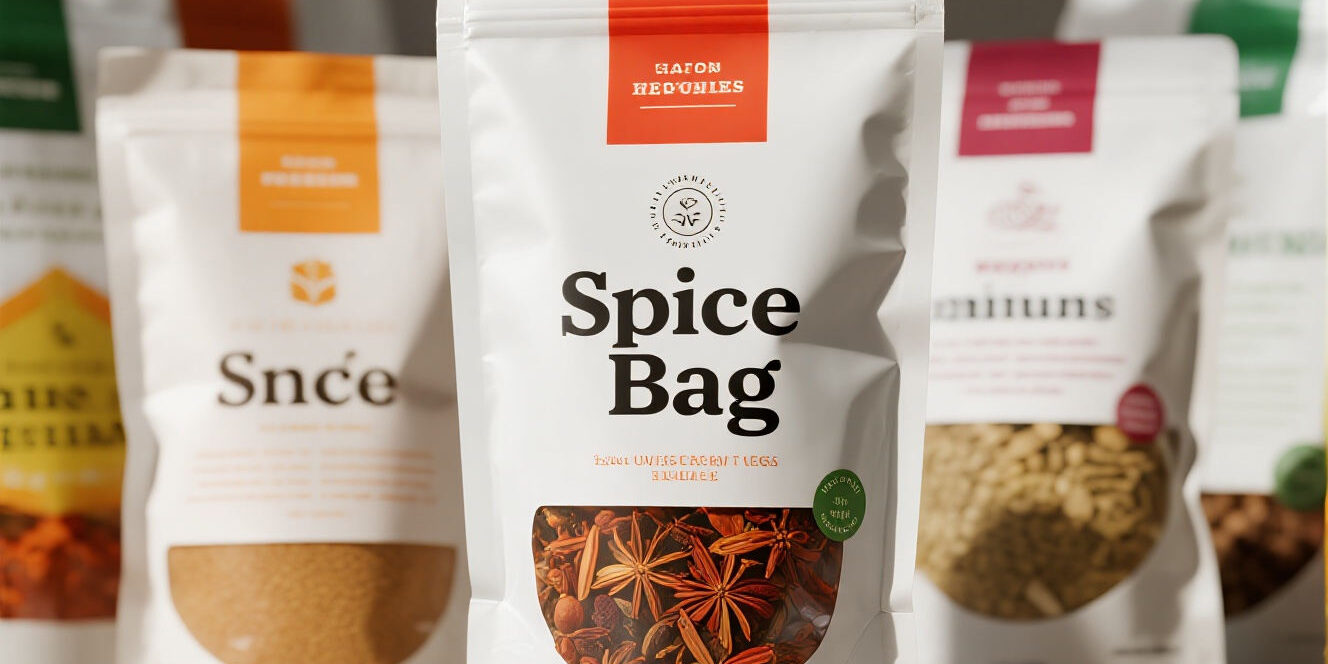 Low MOQ Custom Printed Stand Up Plastic Spice Bag with Window